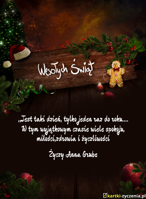 ūyczy Anna Grube - Gotowa Kartka bożonarodzeniowa
